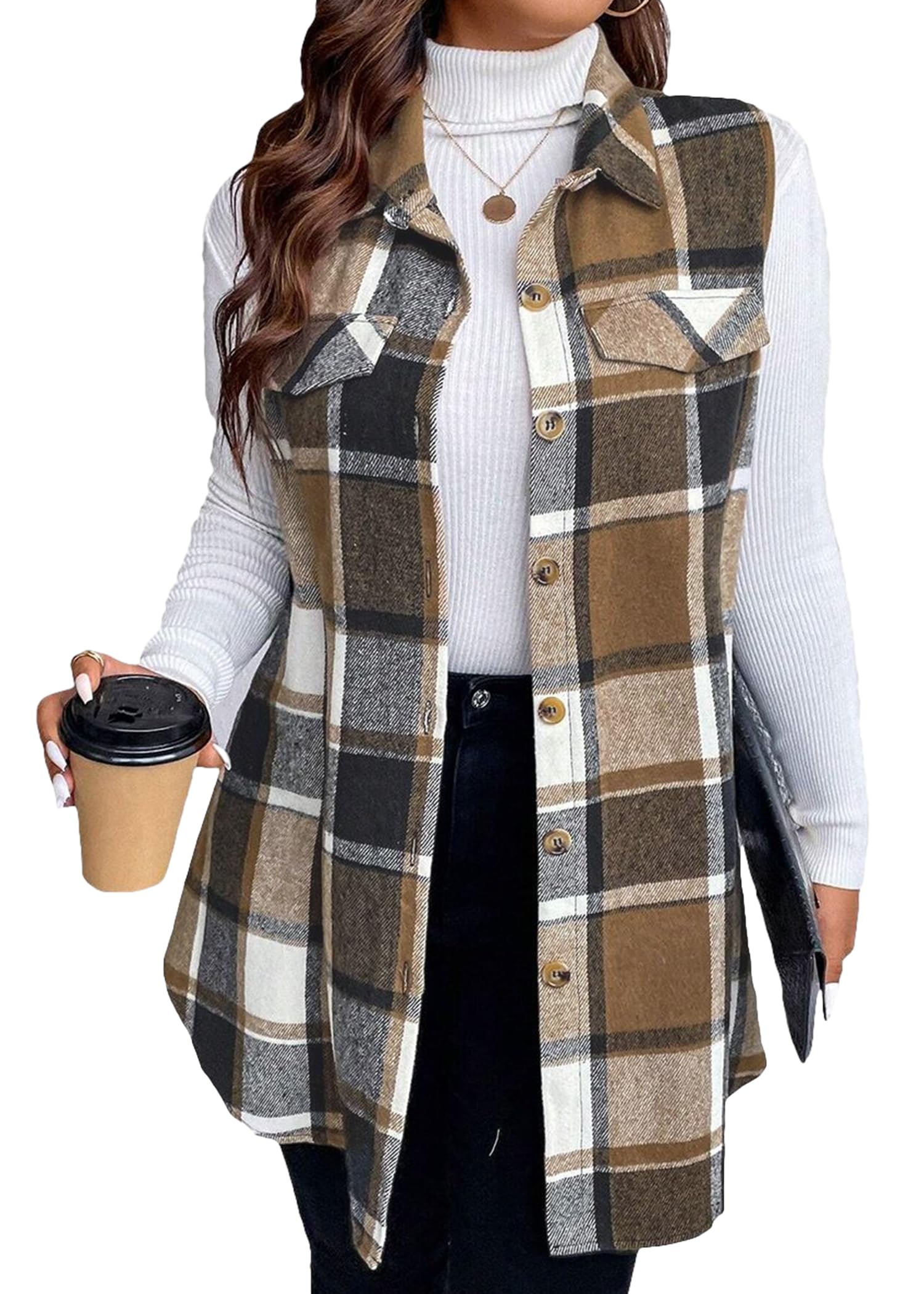 Women's Plaid Lightweight Flannel Vest With Pockets (BUY 2 FREE SHIPPI
