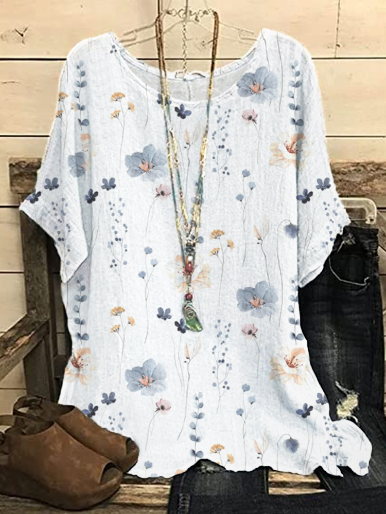 Blue Wildflowers Art Comfy Woven Tunic