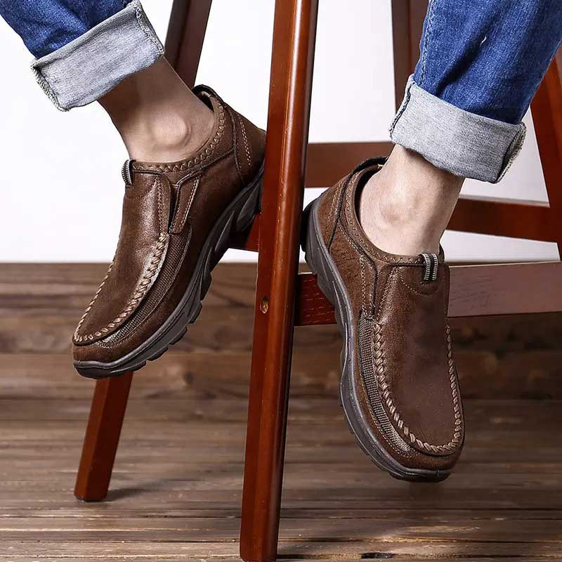 Men's Handmade Casual Comfy Leather Slip On Loa
