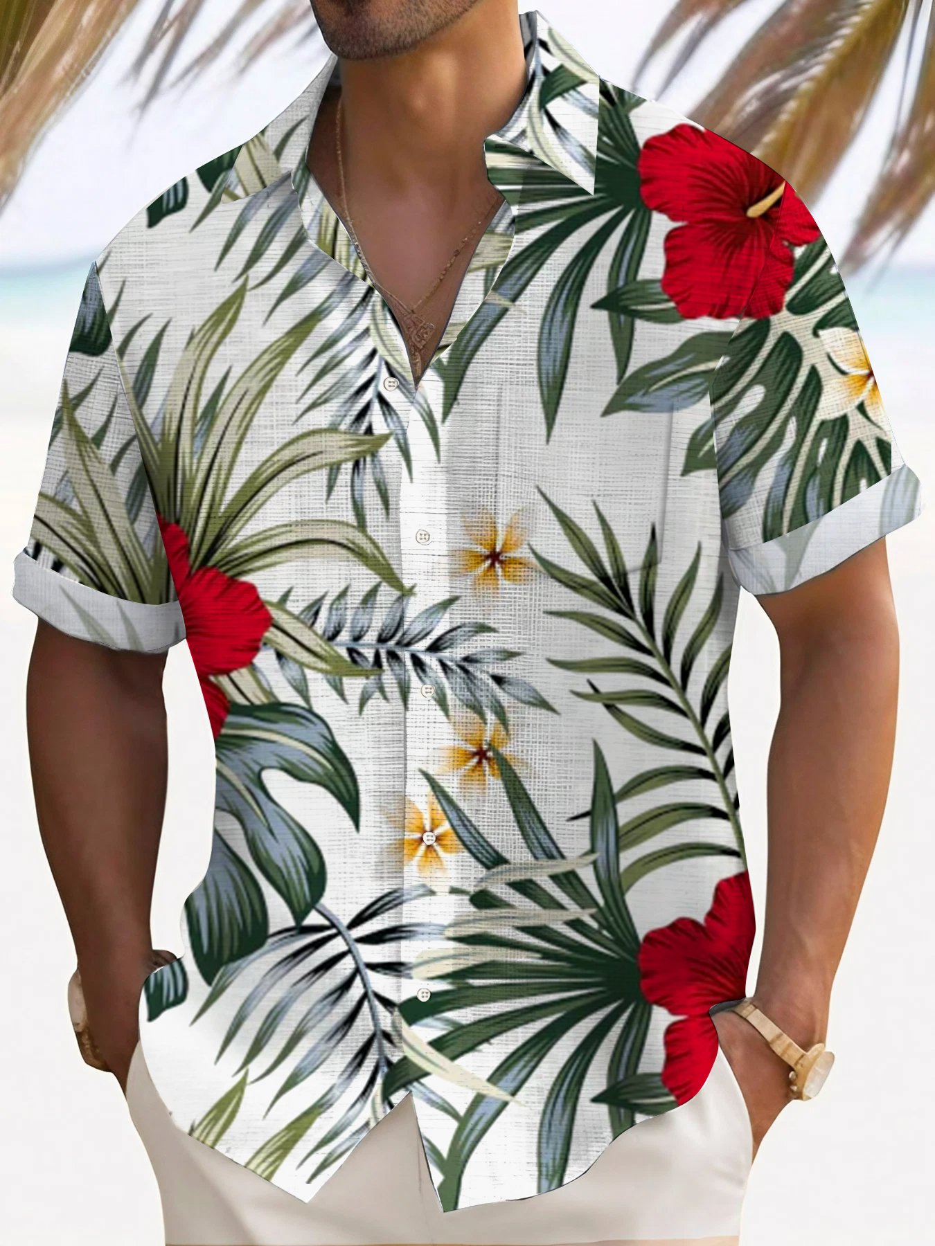 Men's Art Hawaiian Short Sleeve Pockets Shirt