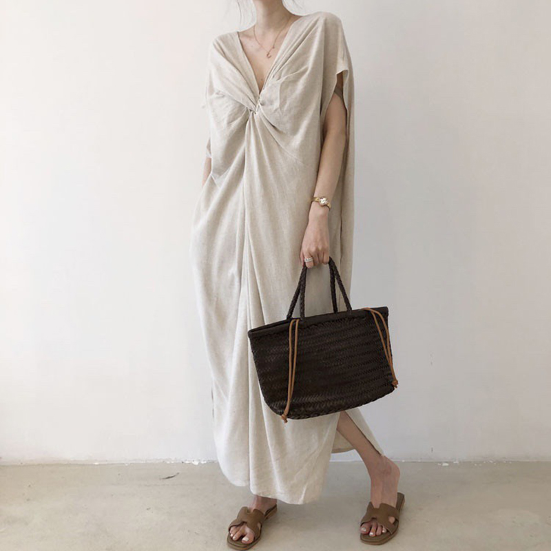 Solid Ruched Reversible Maxi Dress-