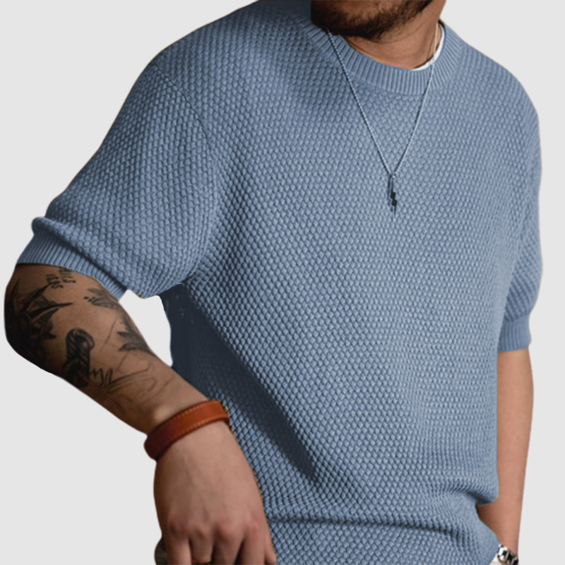 Men's three-dimensional knit T-shirt sleeves and short sleeves