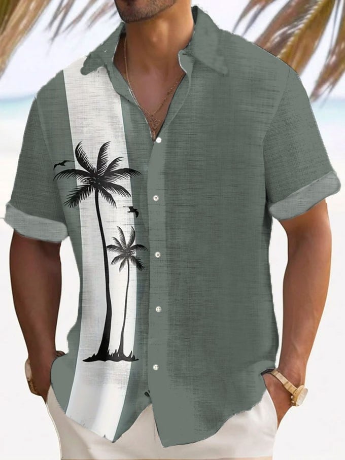 Men's Resort Style Palm Tree Print Shirt