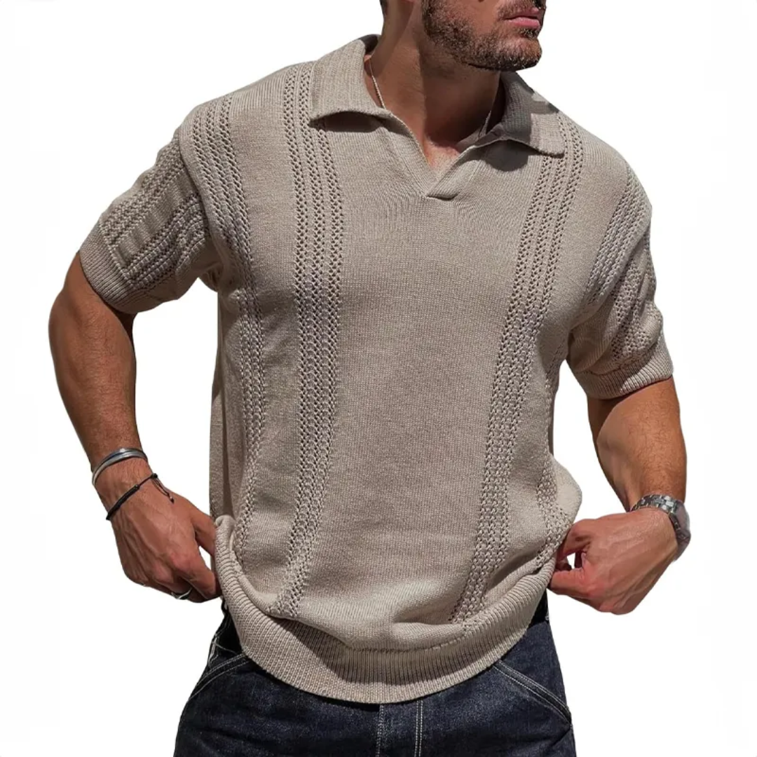 Marcus Milanese Textured Knit Polo – Ameriwalk