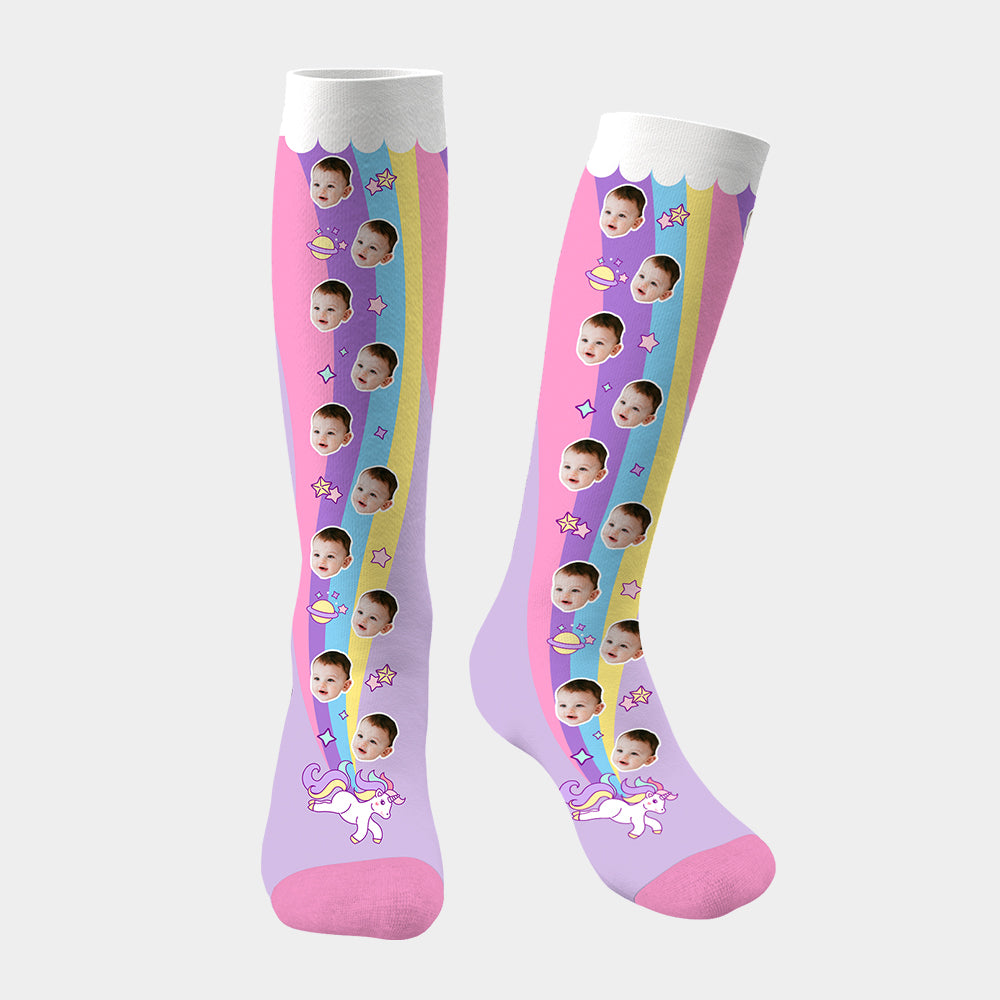 Custom Face Socks Unicorn Theme Socks- MyFaceSocks