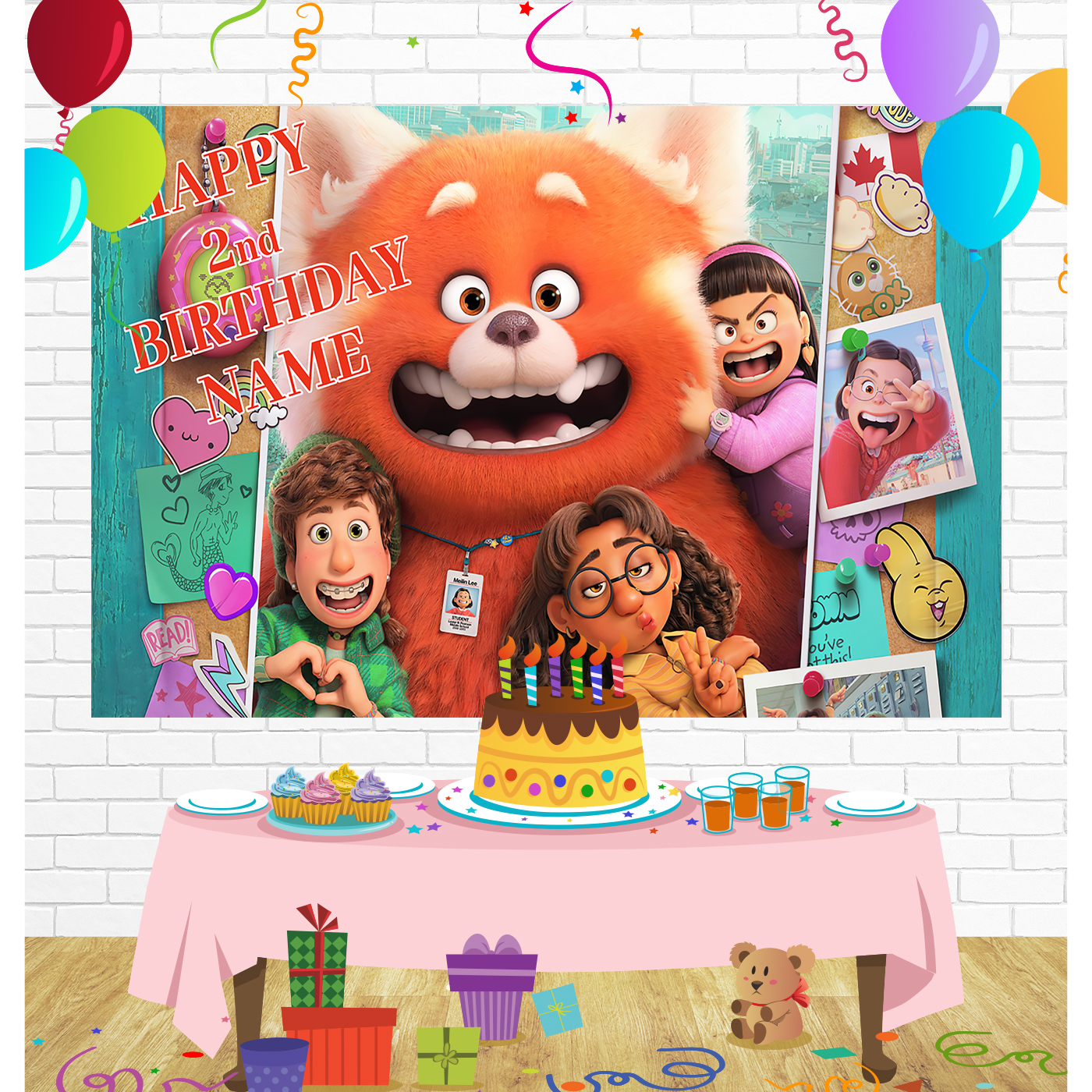Turning Red Birthday Backdrop for Party Supplies Decorations – KBACKDROP
