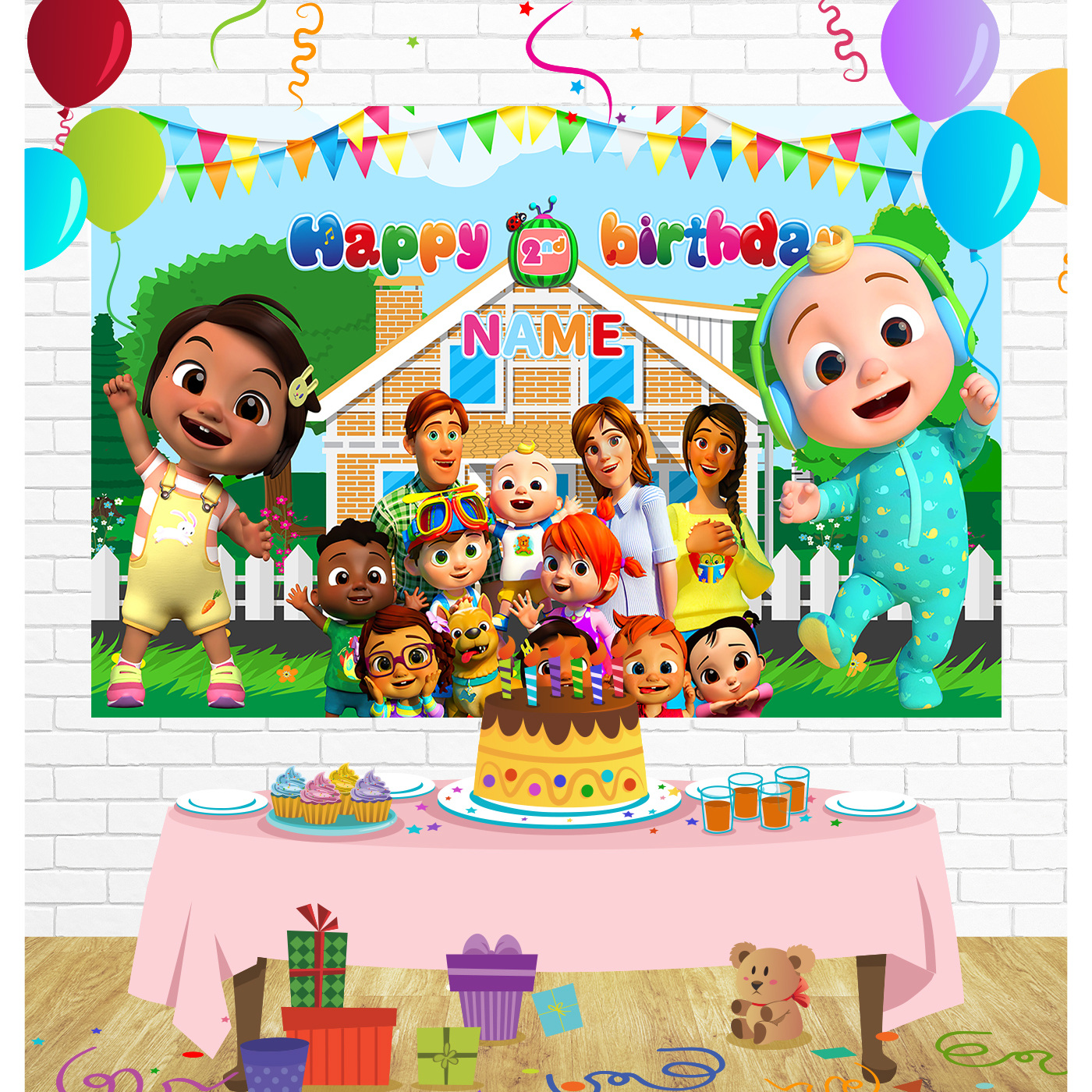 Cocomelon Birthday Backdrop for Party Supplies Decorations – KBACKDROP