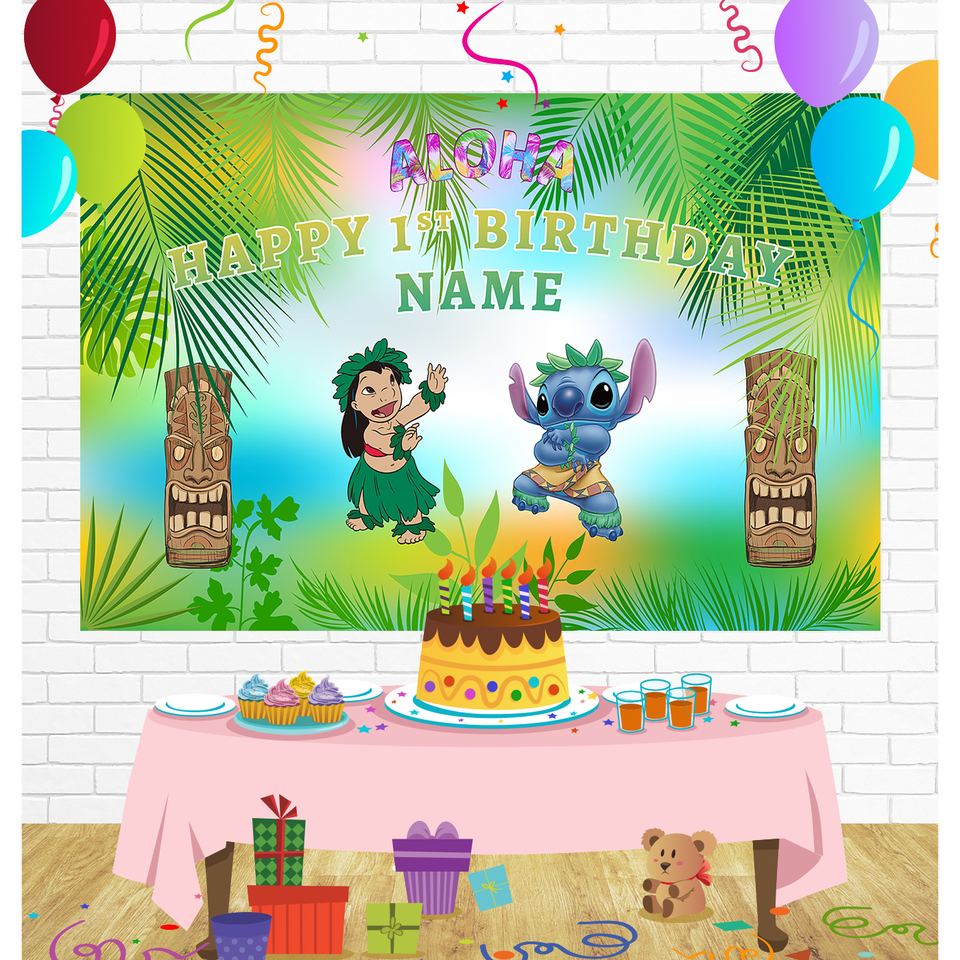 Lilo Stitch Birthday Backdrop for Party Supplies Decorations – KBACKDROP