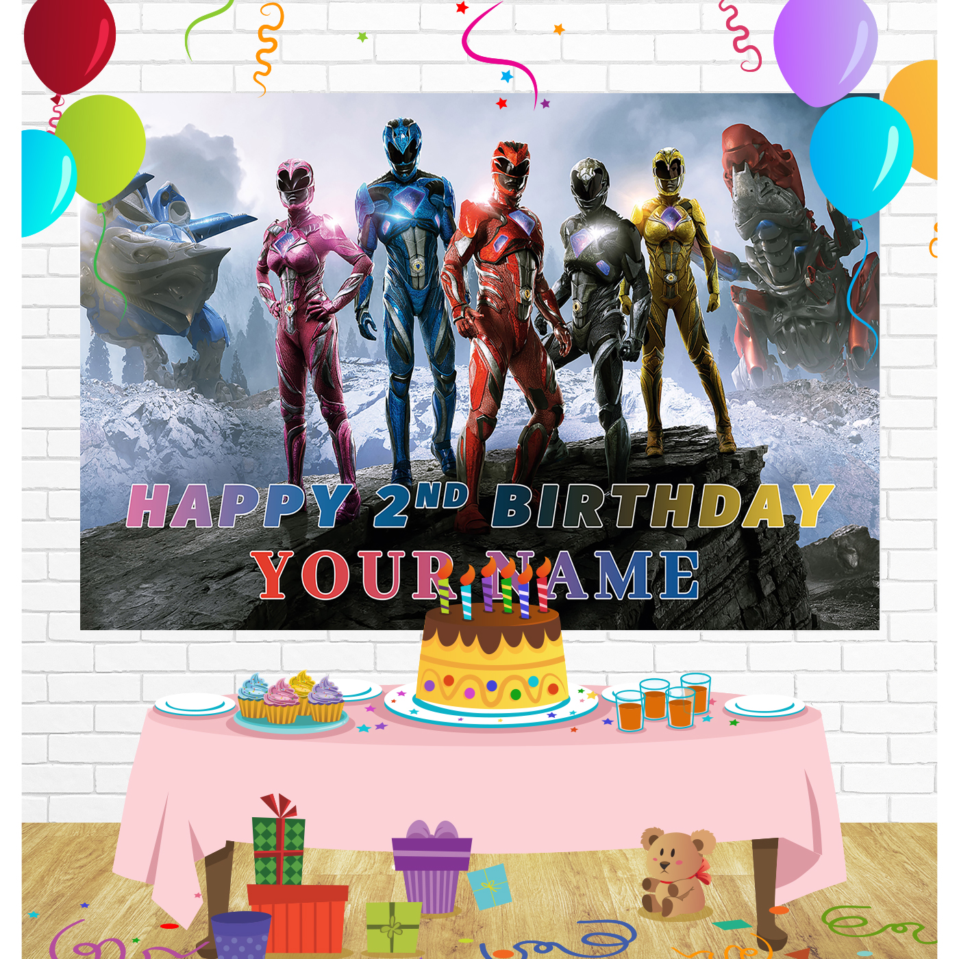 Power Rangers Birthday Backdrop for Party Supplies Decorations – KBACKDROP
