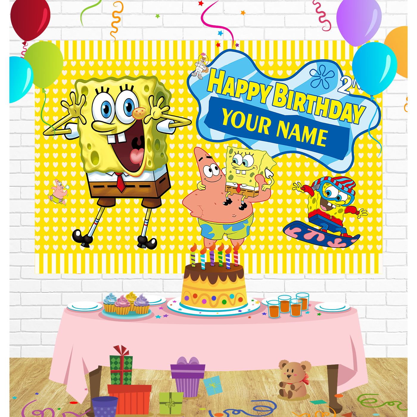 SpongeBob SquarePants Birthday Backdrop for Party Supplies Decorations ...