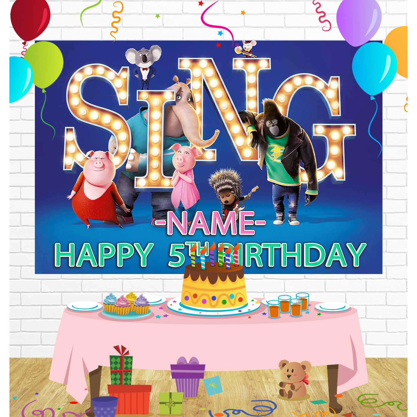 Sing Birthday Backdrop for Party Supplies Decorations – KBACKDROP