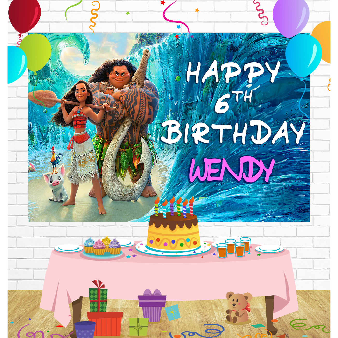 Moana Birthday Backdrop for Party Supplies Decorations – KBACKDROP