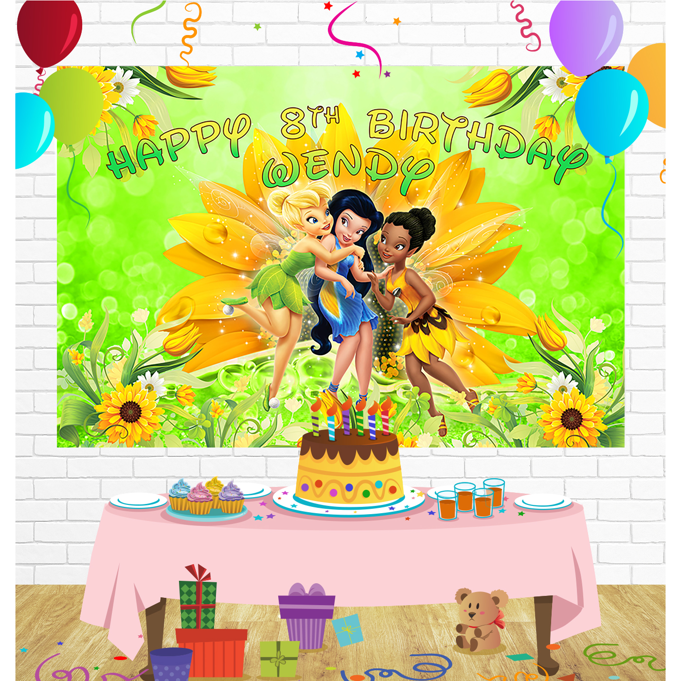 Tinkerbell Birthday Backdrop for Party Supplies Decorations – KBACKDROP