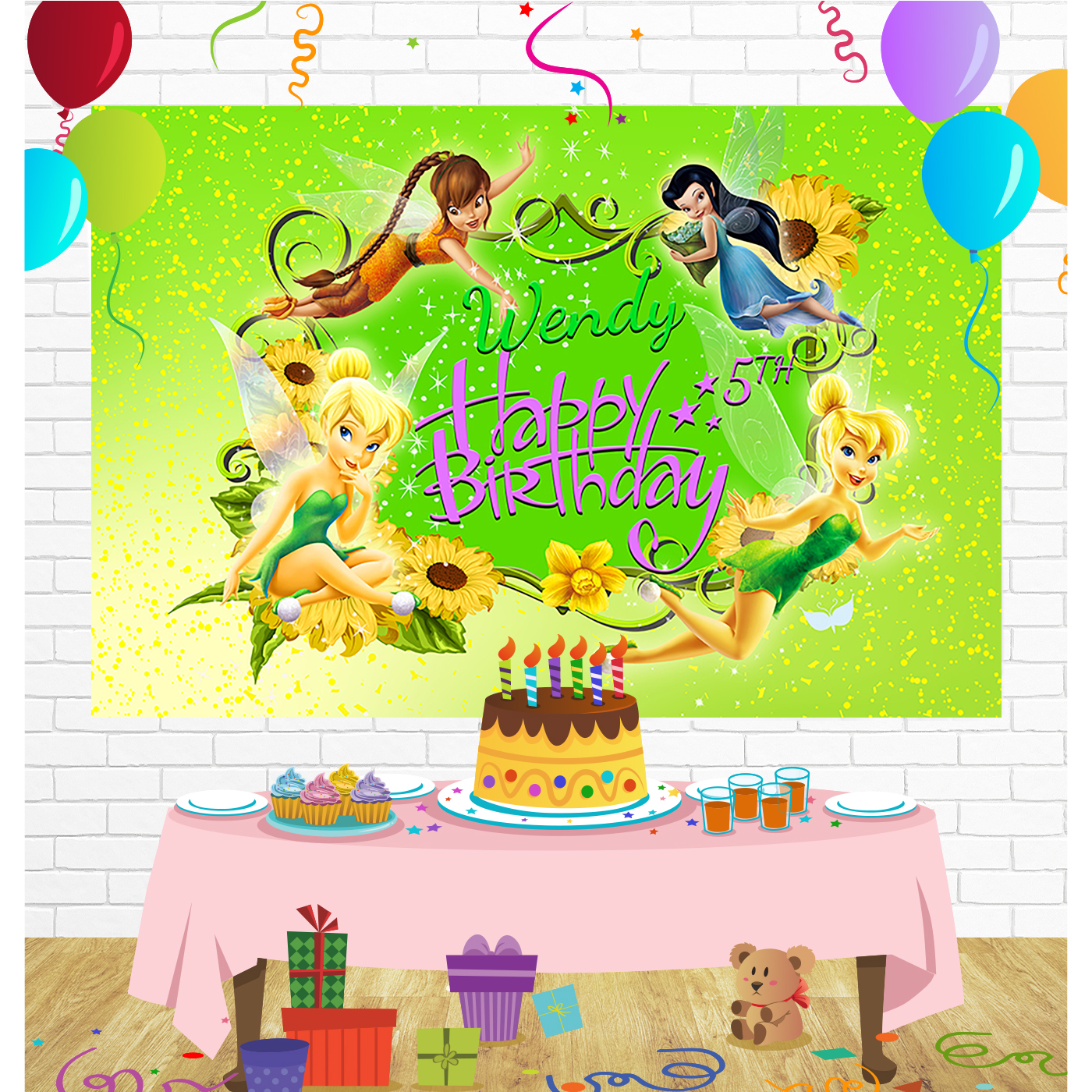 Tinkerbell Birthday Backdrop for Party Supplies Decorations – KBACKDROP