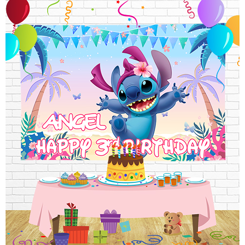 Stitch Birthday Backdrop for Party Supplies Decorations – KBACKDROP