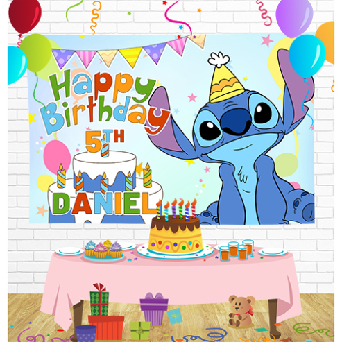 Stitch Birthday Backdrop for Party Supplies Decorations – KBACKDROP