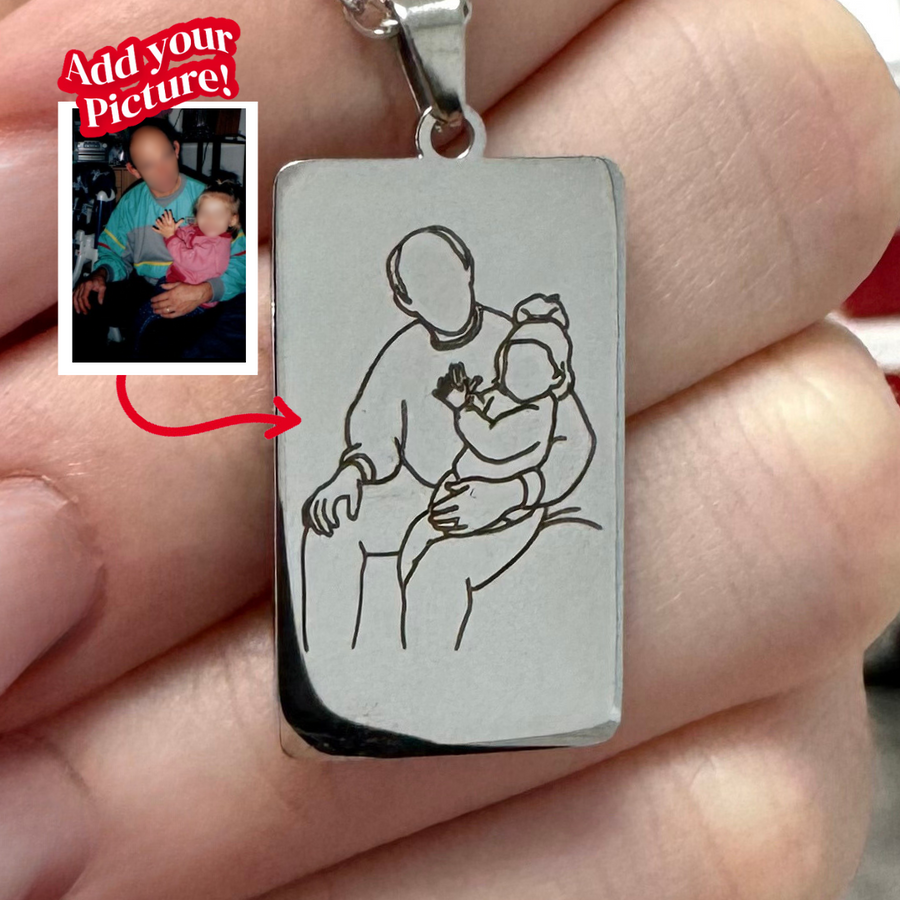 Personalized Outline Duo: Tag Necklace & Square Keychain Set – Topspicks
