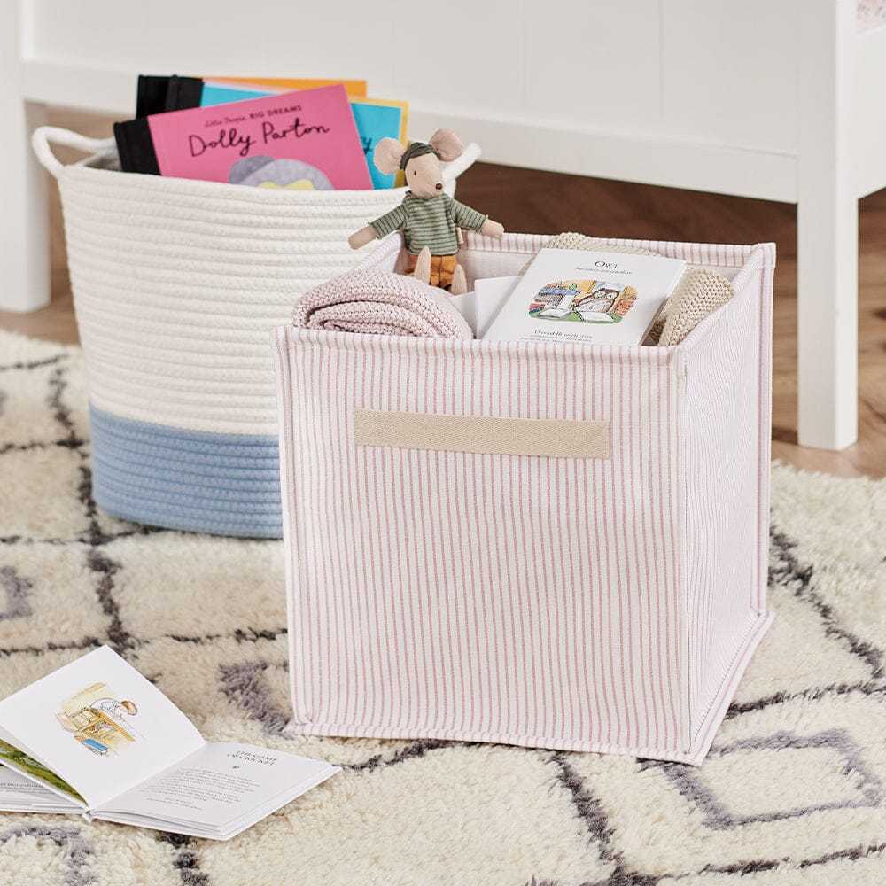 Canvas Storage Cube, Pink Stripe | Great Little Trading Company