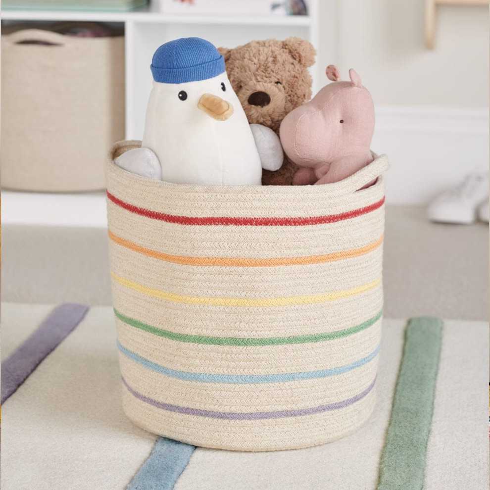 Woven Storage Basket, Rainbow Stripe | Great Little Trading Company