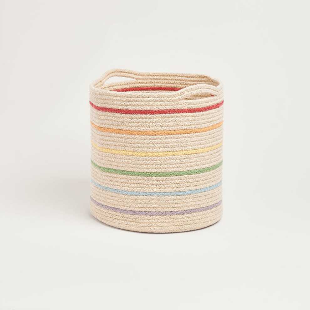 Woven Storage Basket, Rainbow Stripe | Great Little Trading Company