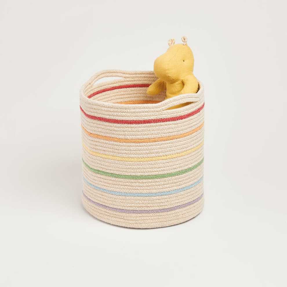 Woven Storage Basket, Rainbow Stripe | Great Little Trading Company