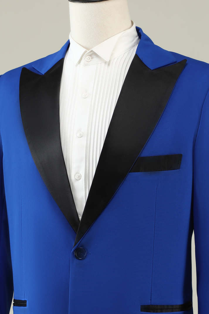 Hellymoon Blue Men's Prom Suits Slim Fit Peak Lapel One Button Party ...