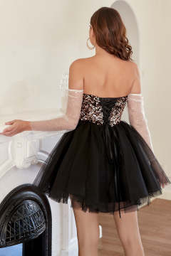 Hellymoon Women Black Short Homecoming Dress A Line Off the Shoulder ...
