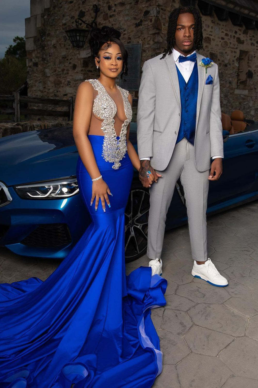 Hellymoon Grey Men's Prom Suits Notched Lapel Two Button Men's Party Suits