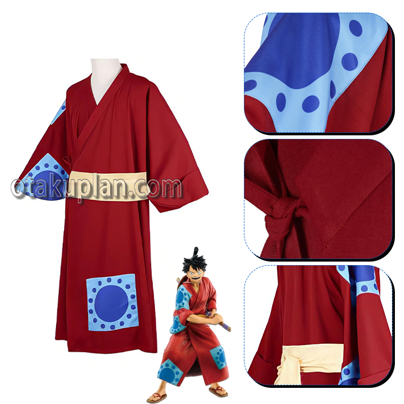 One Piece Monkey D Luffy Red Kimono Cosplay Costume – otakuplan