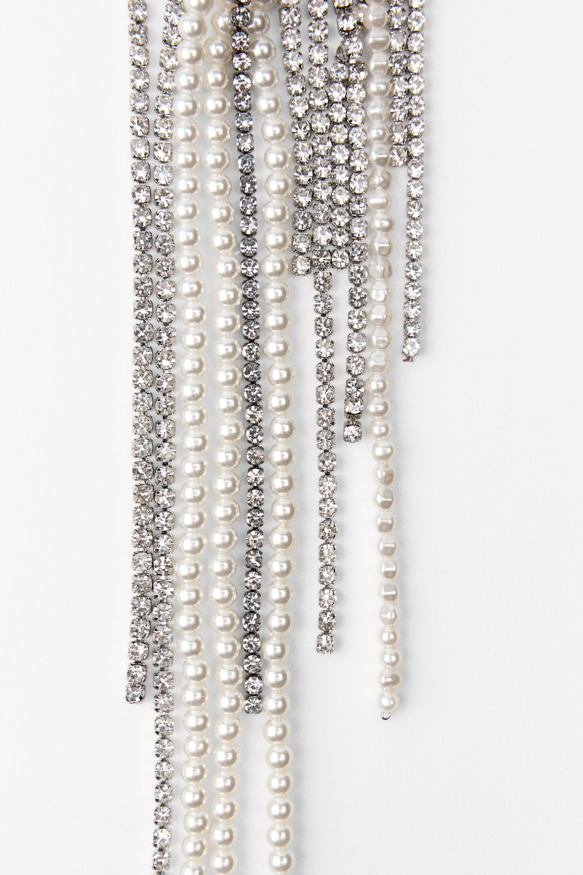 Pearl Rhinestone Multi Strand Necklace Sunfere