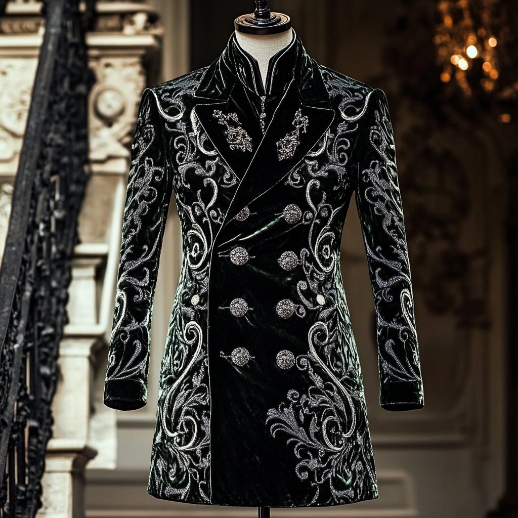 Gentleman's velvet jacket overcoat mid-length coat