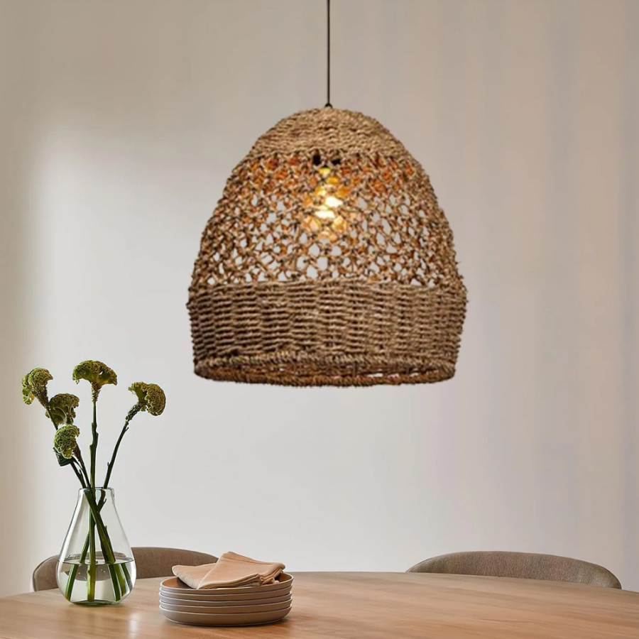 Lamppo Pendant Light Natural Seagrass Hanging Lights Handmade Lampshade