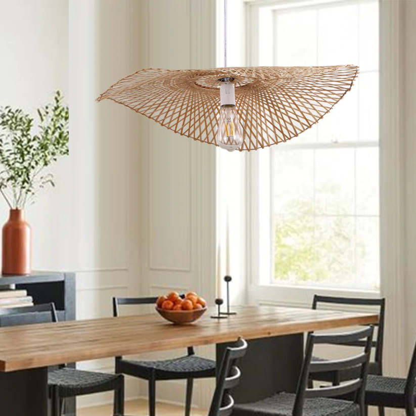 Lamppo Pendant Lights Bamboo Wicker Hanging Lights Irregular Pendant ...