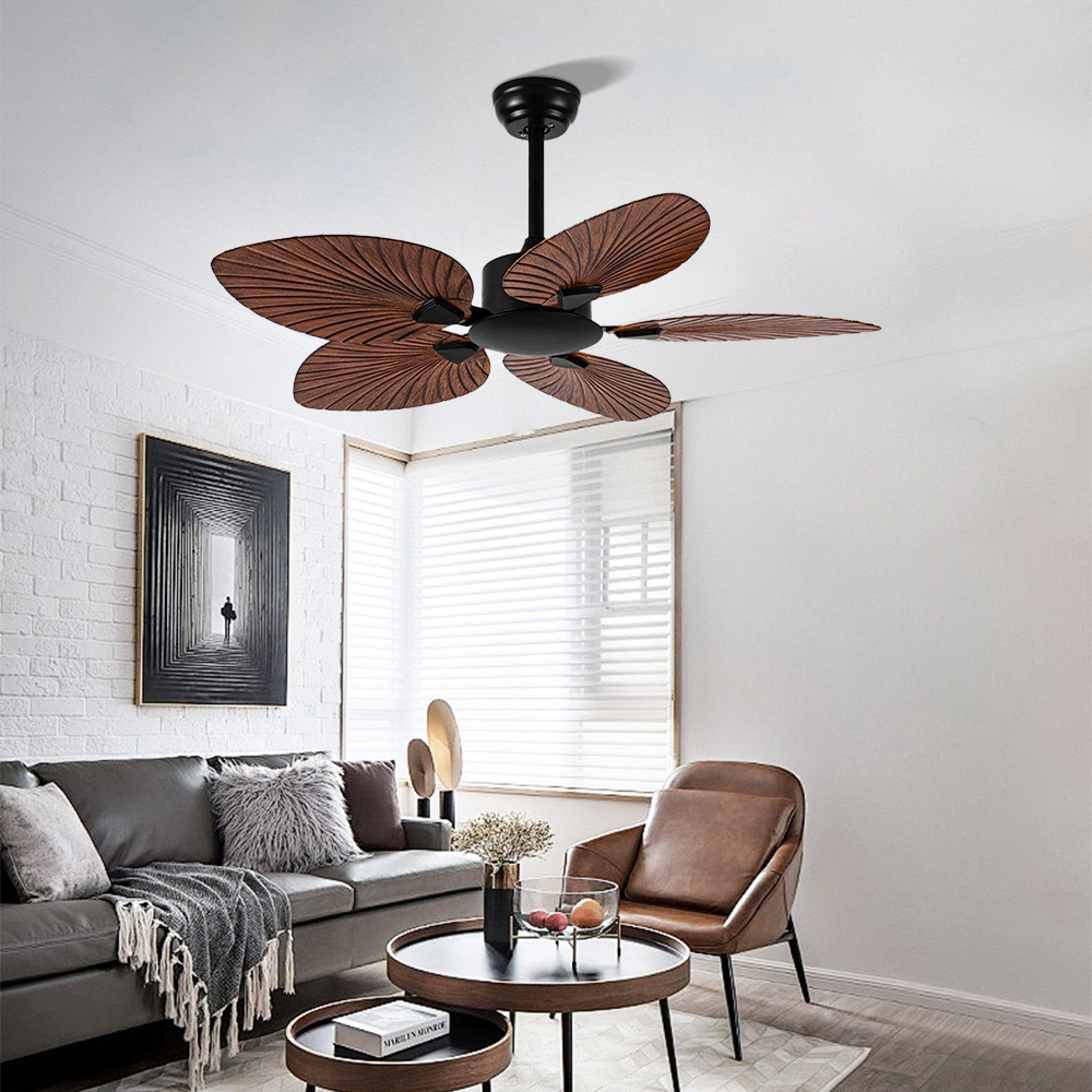 52‘’Retro Leaf High Wind Restaurant Living Room Silent Ceiling Fan – Lamppo