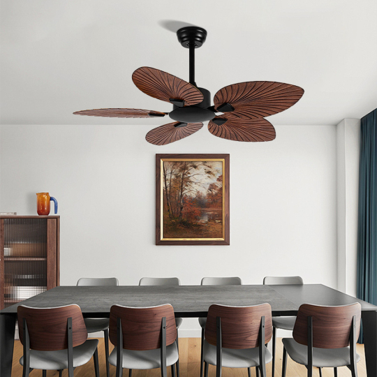 52‘’Retro Leaf High Wind Restaurant Living Room Silent Ceiling Fan – Lamppo