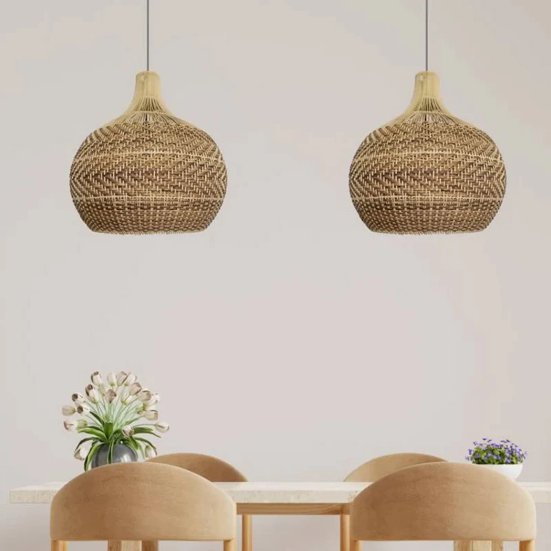 Lamppo Rustic Rattan Pendant Light Ceiling Lamp Handmade Interior Design
