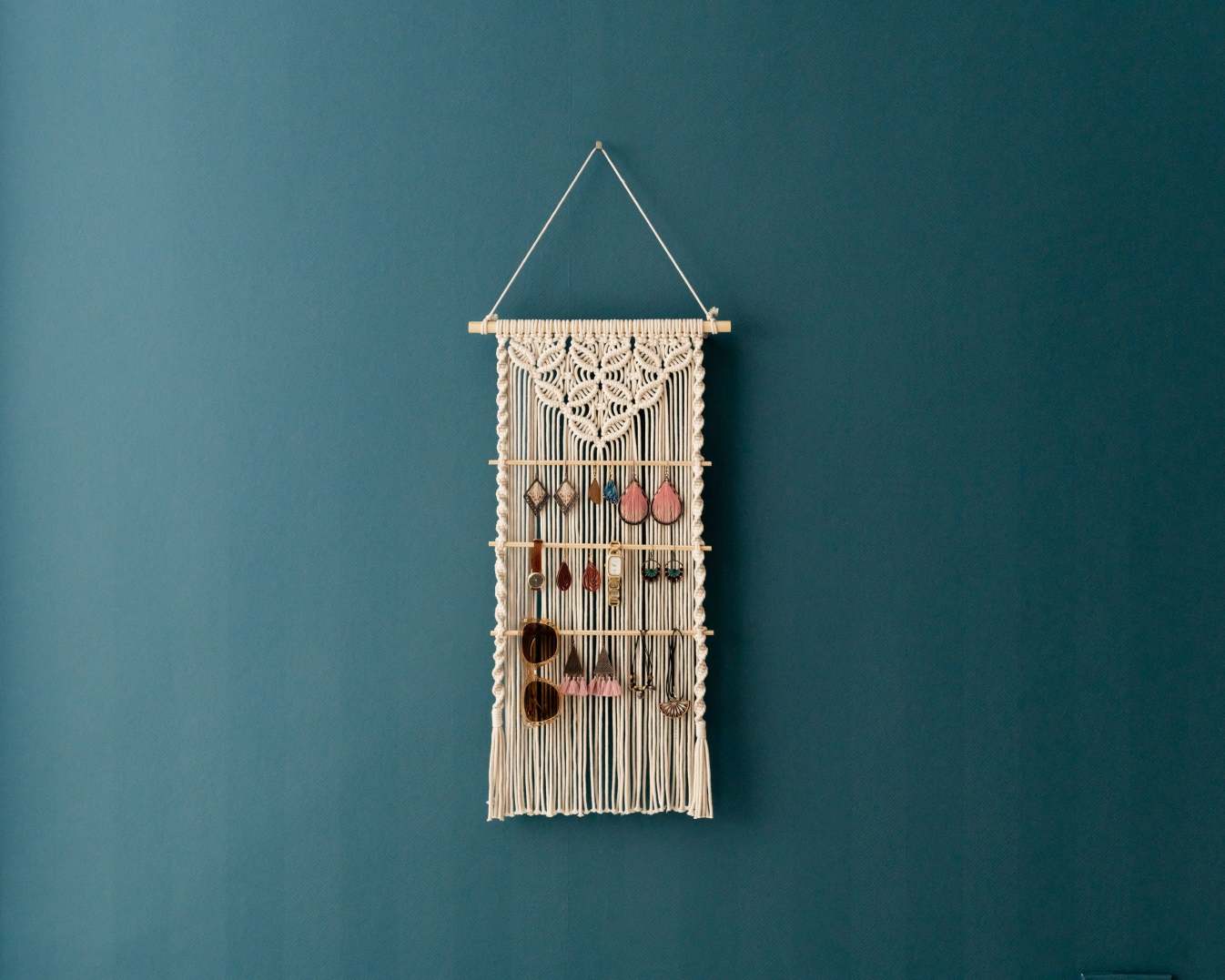 Macrame Earring Holder For Boho And Minimalist Home Decor