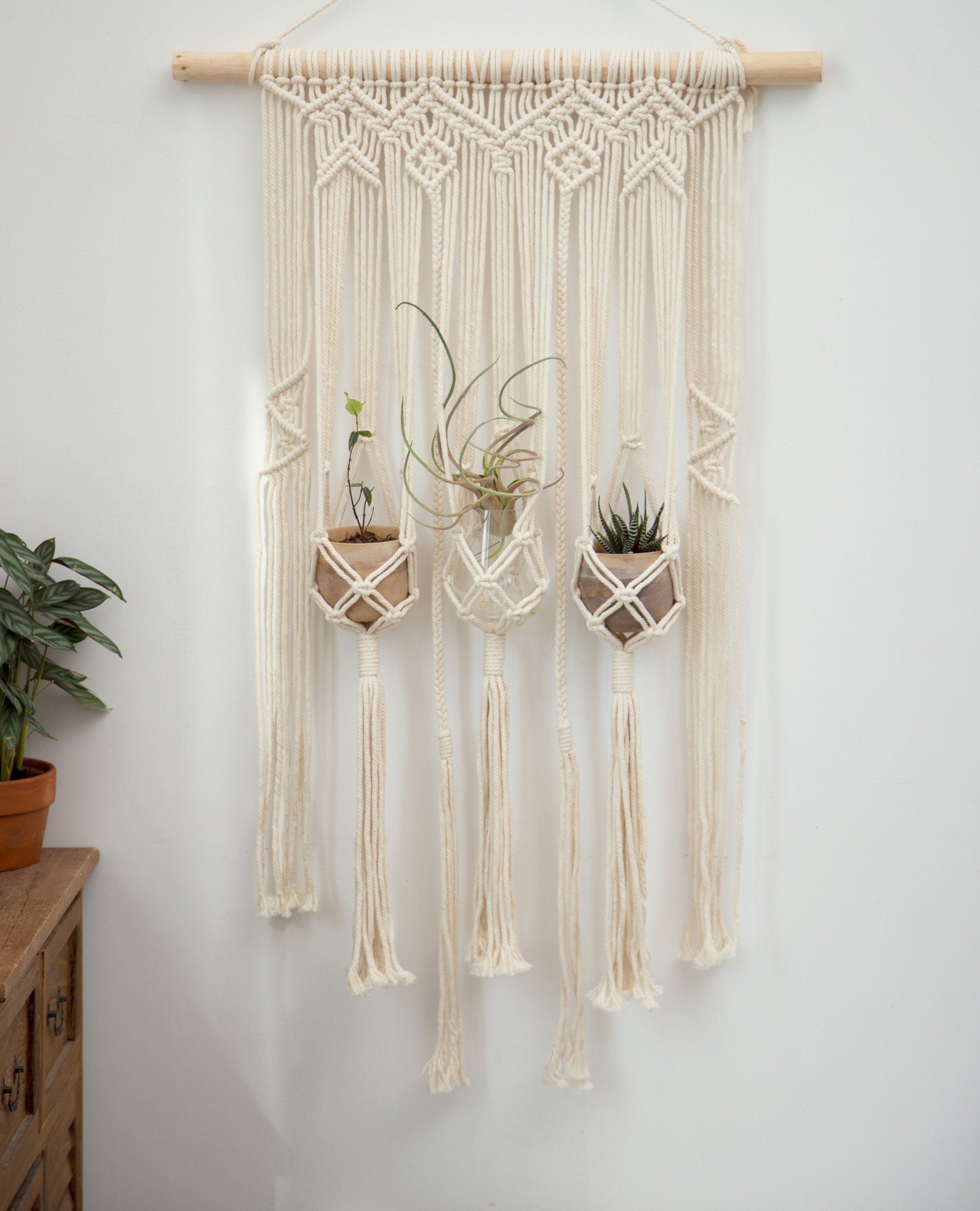 Macrame wall hanging Macrame plant hanger Triple rope hanging planter