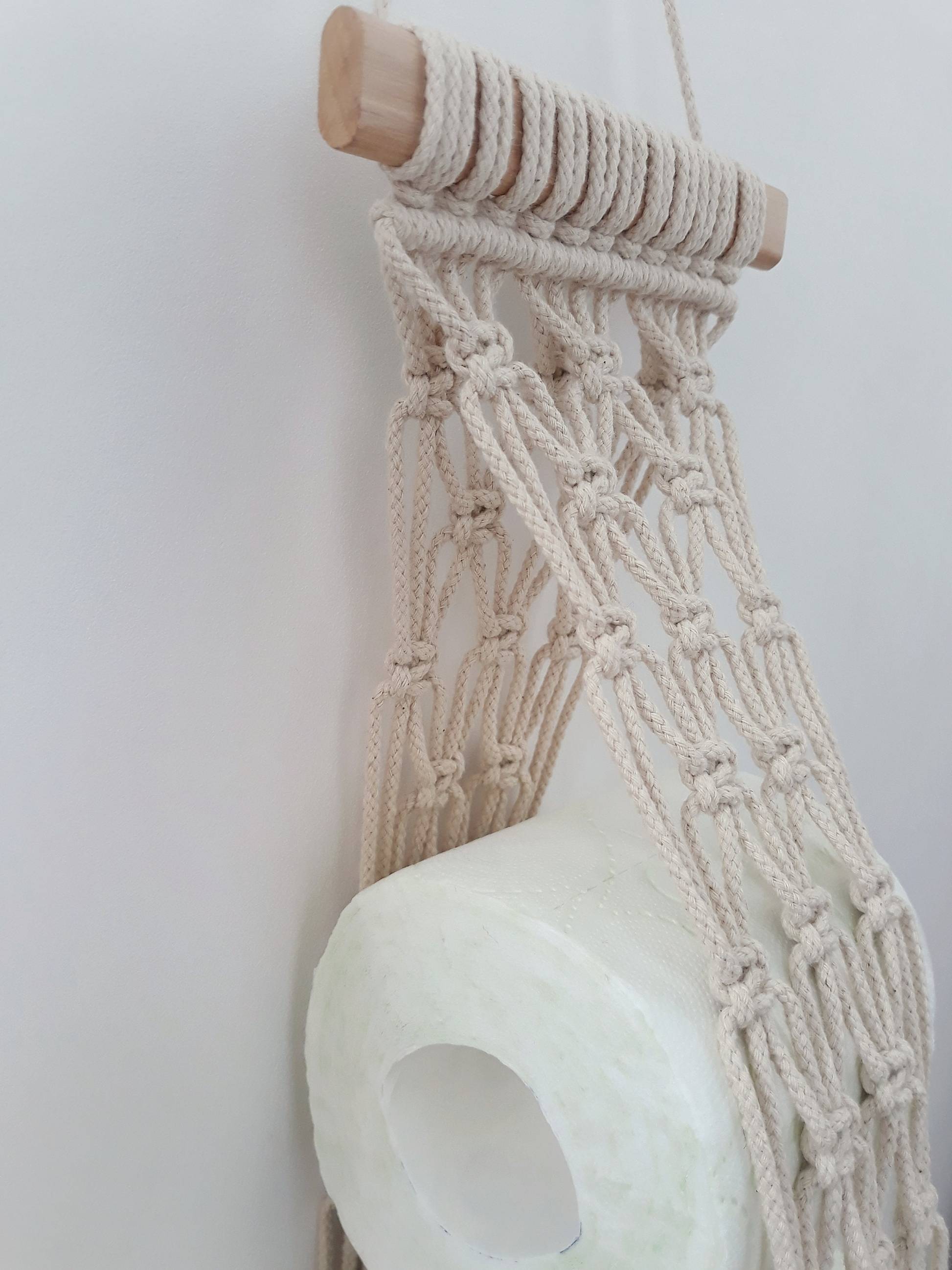 Macrame toilet tissue holder Boho roll holder Toilet paper roll hanger