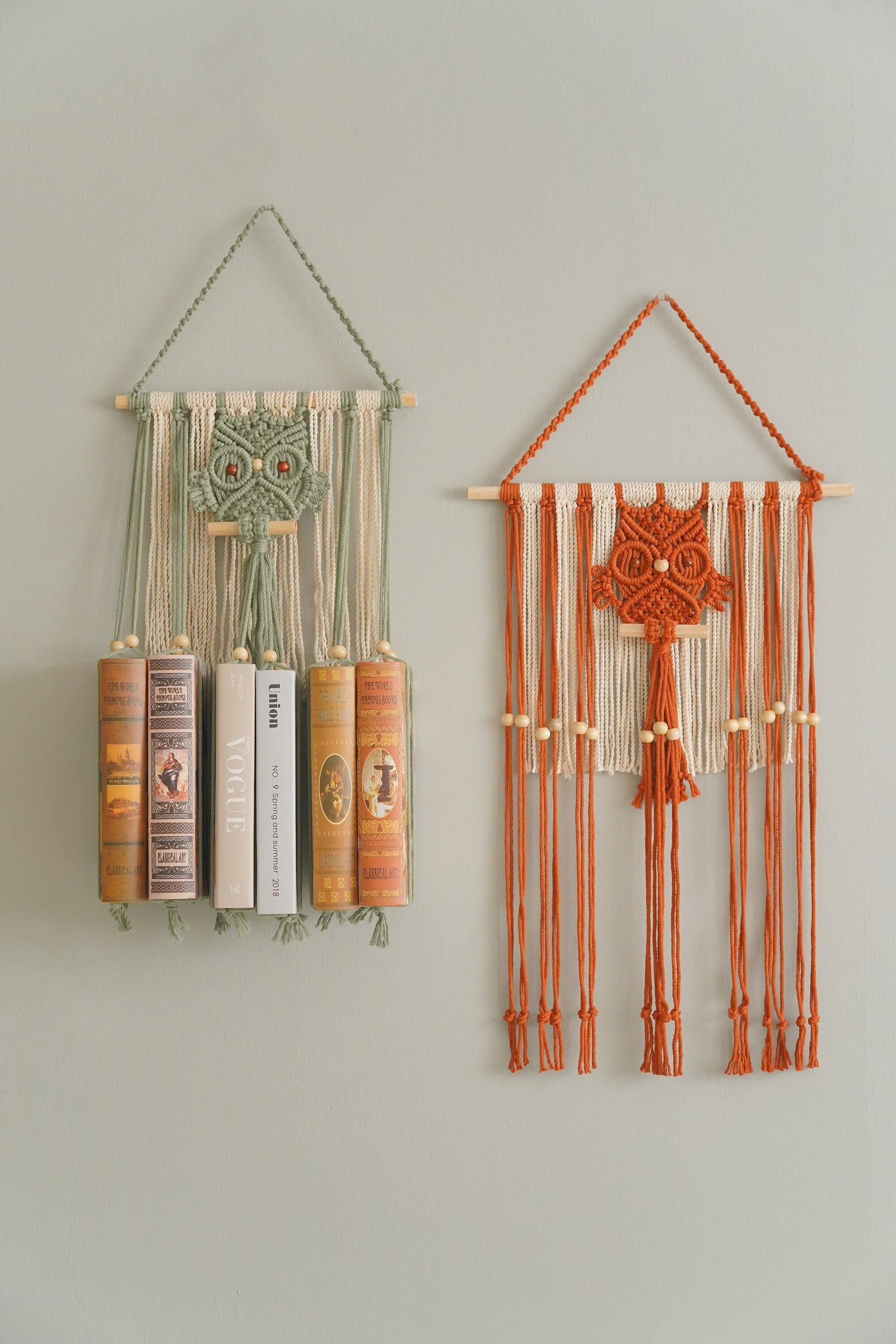 Macrame Owl Bookshelf, Hanging Bookshelf, Bookshelf For Kids