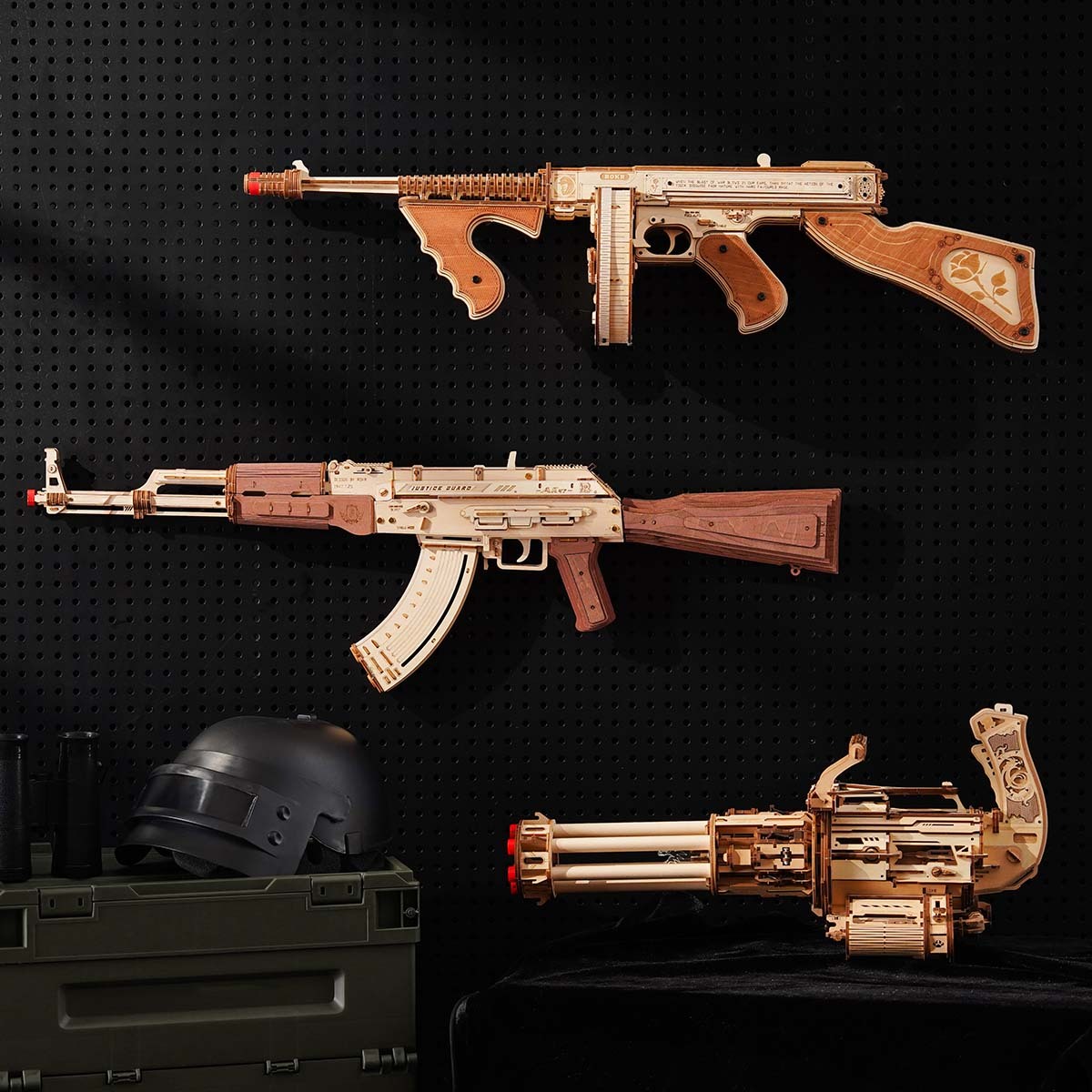 ROKR Rotating-Barrel Machine Gun 3D Wooden Puzzle LQA01