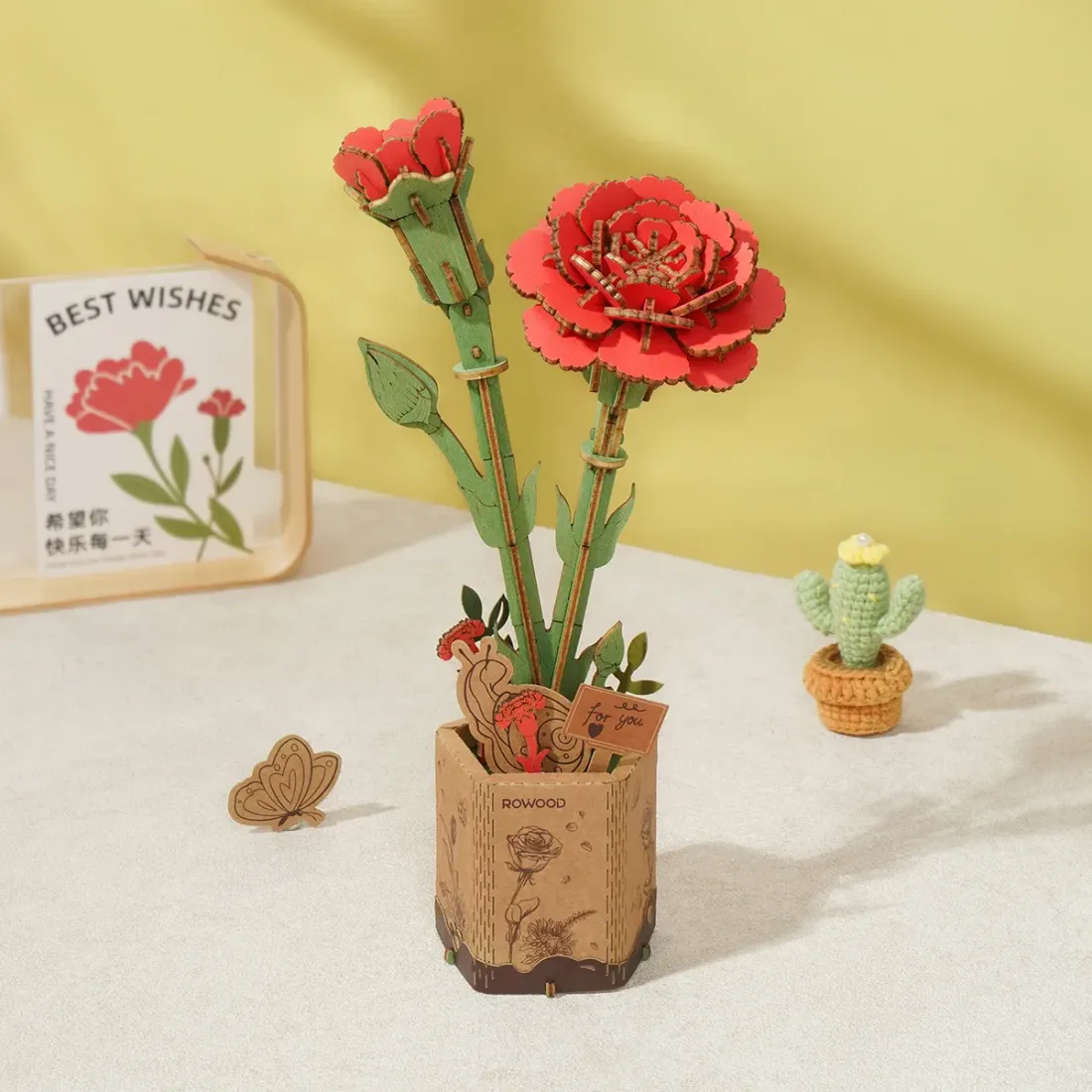 Rowood DIY Wooden Flower Red Carnation TW052 – ROKR