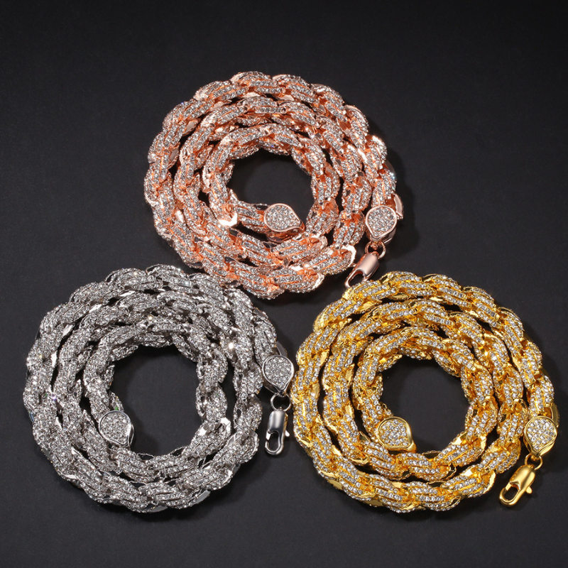 9mm Moissanite Simple Luxury Diamond Studded Twist Chain – vvsbox