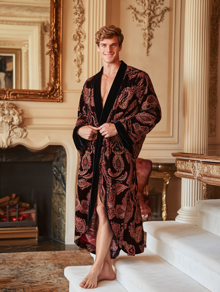 Men's Luxury Soft Silky Pajamas Velvet Robe Homewear