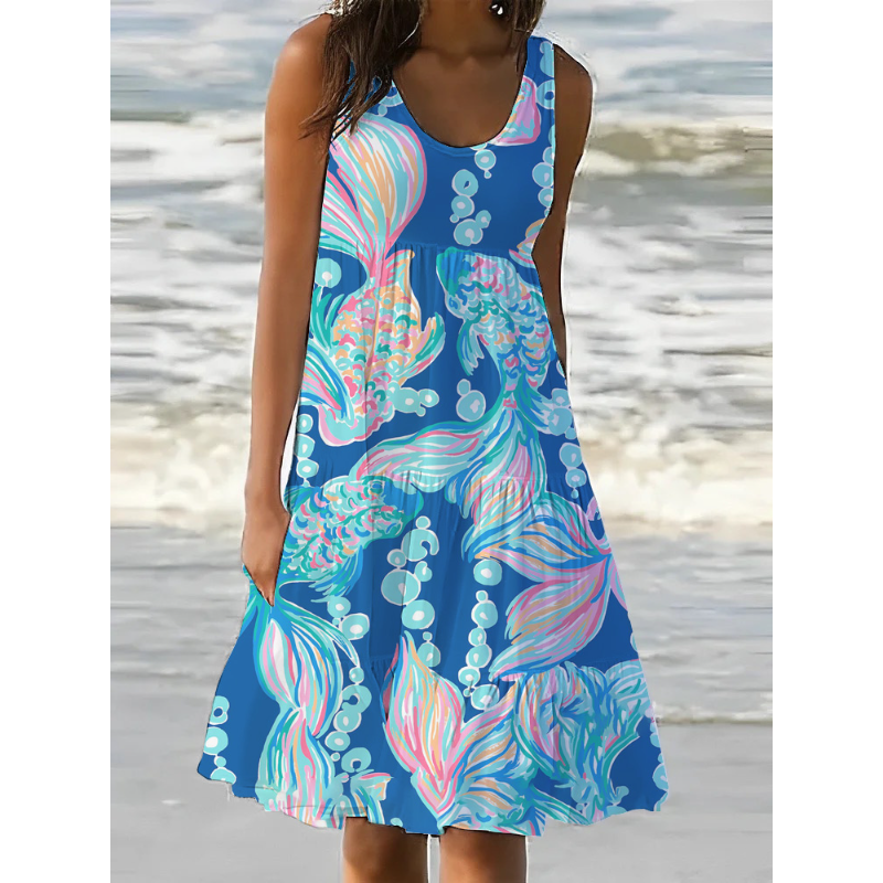Women's Fish&Pearl Print Dress