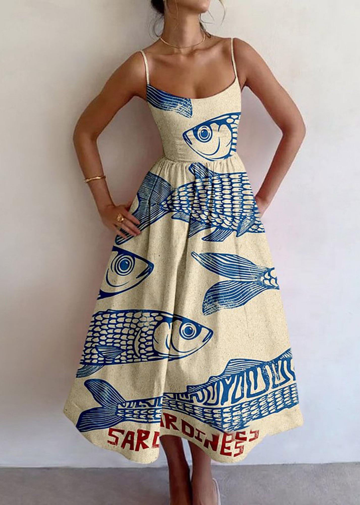 Vintage abstract fish print dress