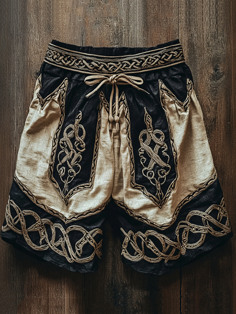 Men's Nordic Viking Mythology Celtic Totem Hooded Shorts