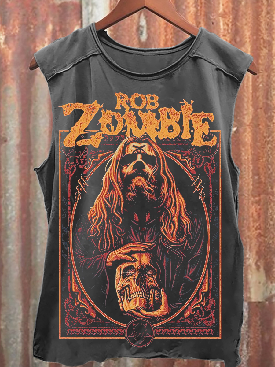 Horror Zombie Print 100% Cotton Casual Tank Top