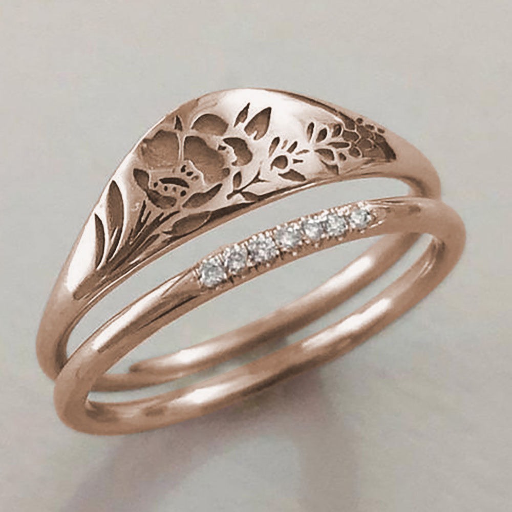 Elegant Simple Carved Rose Flower Ring