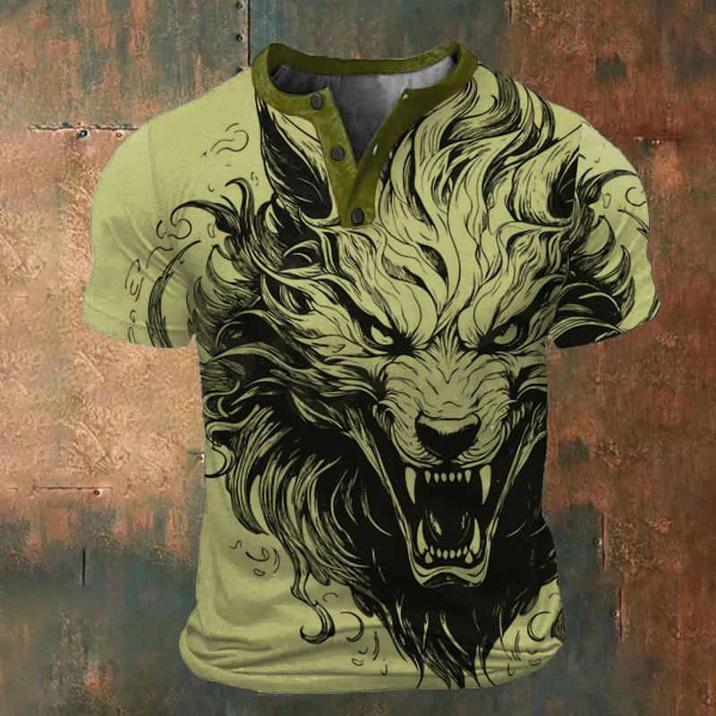 WorldNorse Savage Wolf Art Henley T-Shirt – Jxdegree